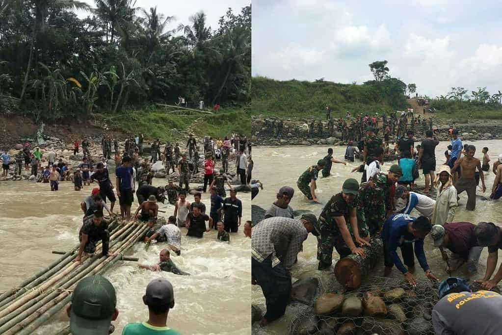 Yonpomad Turunkan Personel Untuk Atasi Jembatan Ambles