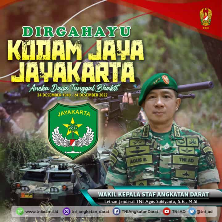 Dirgahayu Kodam Jaya Jayakarta, 24 Desember 1949 - 24 Desember 2022⁣⁣ "Aneka Daya Tunggal Bhakti"