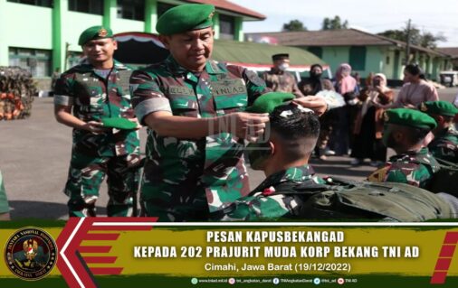 Pesan Kapusbekangad Kepada 202 Prajurit Muda Korp Bekang TNI AD