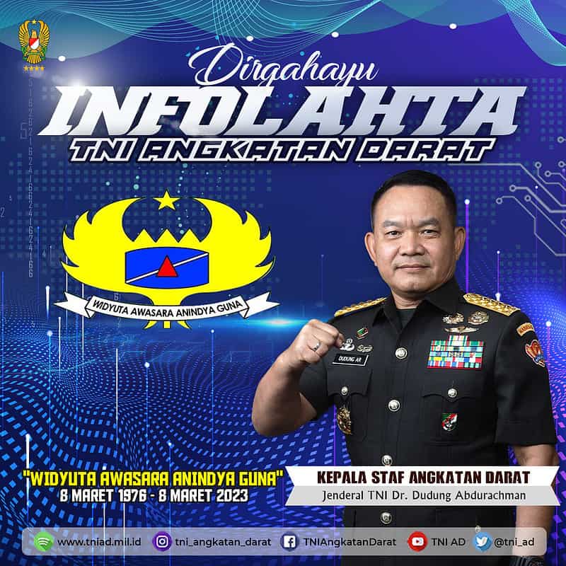 Dirgahayu Infolahta TNI Angkatan Darat, 8 Maret 1976 - 8 Maret 2023⁣⁣