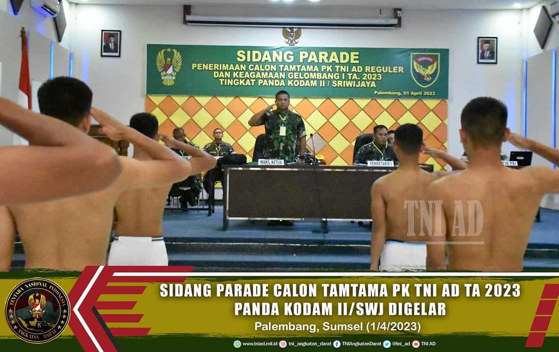 Sidang Parade Calon Tamtama PK TNI AD TA 2023 Panda Kodam II/Swj Digelar