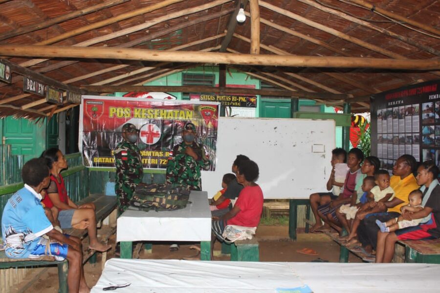 Pelayanan Kesehatan dari Satgas Pamtas Yonif 725/Woroagi untuk Masyarakat di Tapal Batas Papua