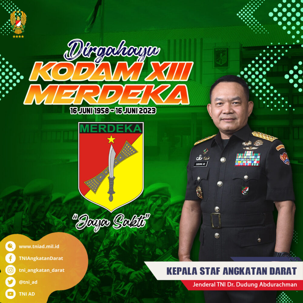 Dirgahayu Kodam XII Merdeka, 16 Juni - 1958 - 16 Juni 2023 "Jaya Sakti"