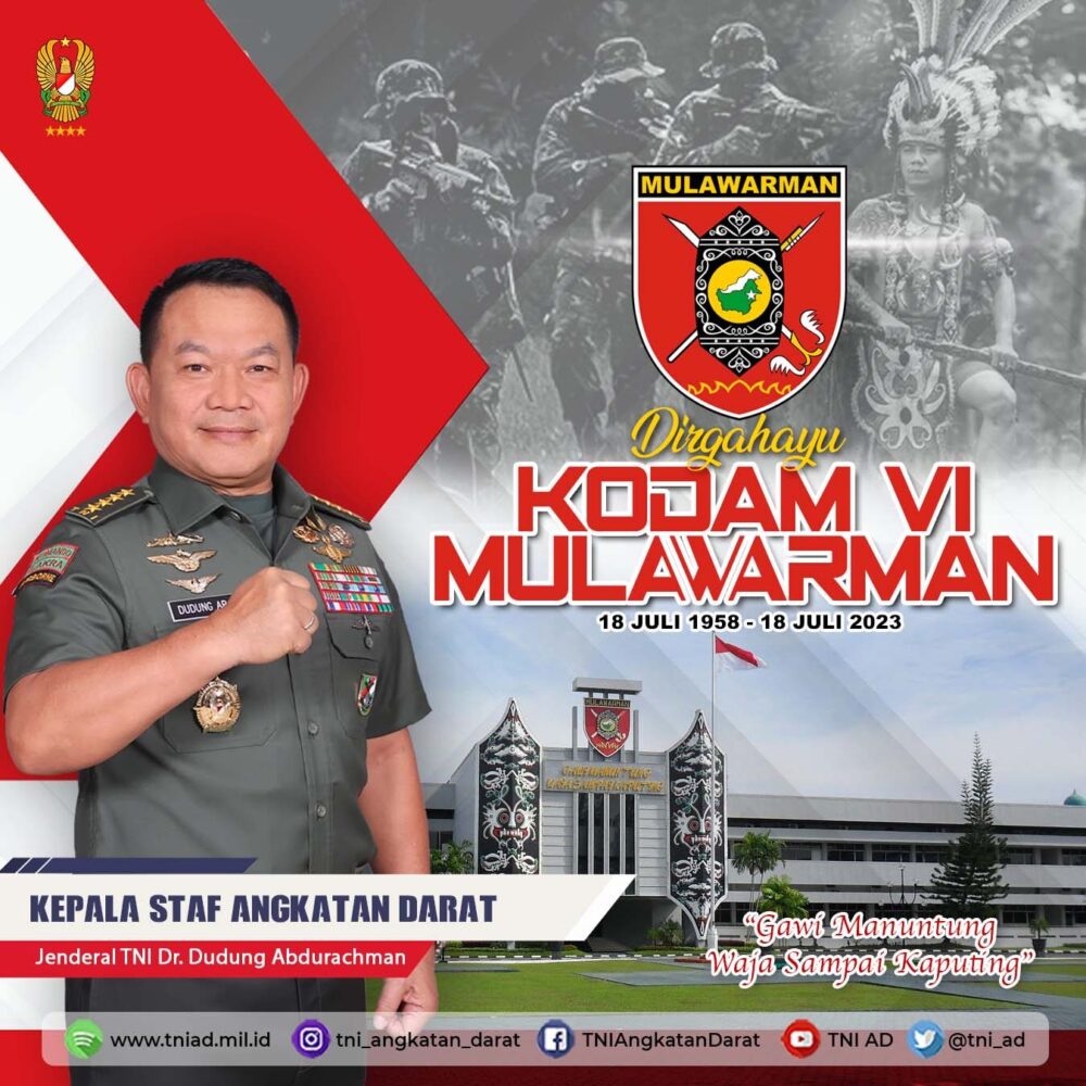 Dirgahayu Kodam VI/Mulawarman "Gawi Manuntung Waja Sampai Kaputing" 18 Juli 1958 - 18 Juli 2023