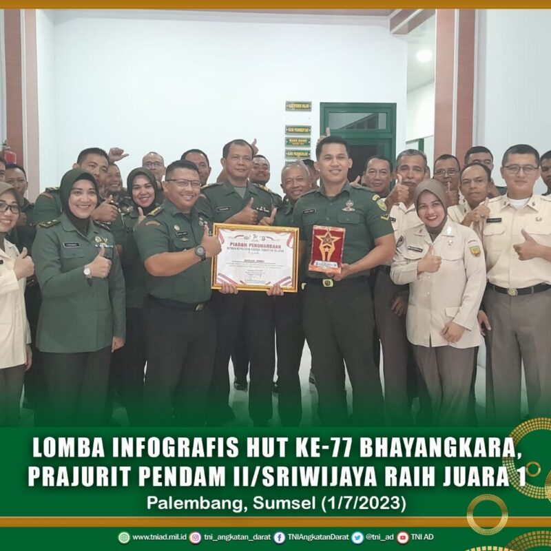 Lomba Infografis HUT ke-77 Bhayangkara, Prajurit Pendam II/Sriwijaya Raih Juara 1