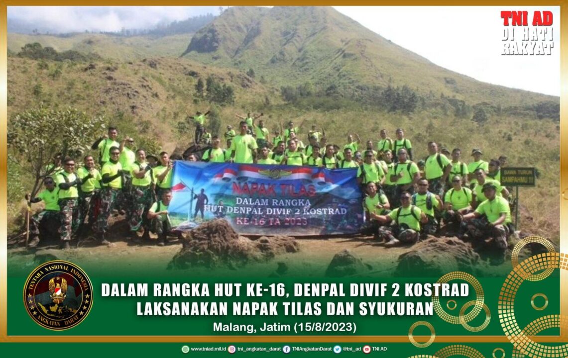 Dalam Rangka HUT Ke-16, Denpal Divif 2 Kostrad Laksanakan Napak Tilas dan Syukuran