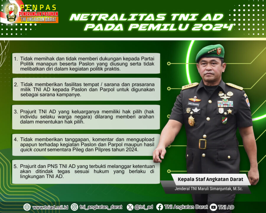 "BANNER NETRALITAS TNI AD TAHUN 2024"